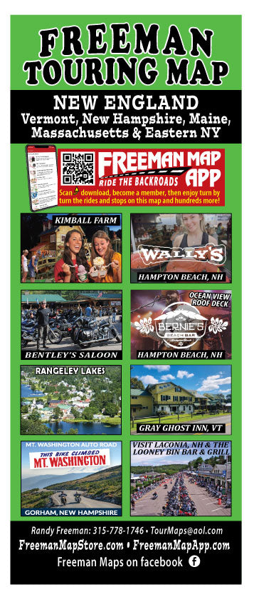 Motorsports Touring Map showing NE, VT, NH, ME, MA and Eastern NY ...