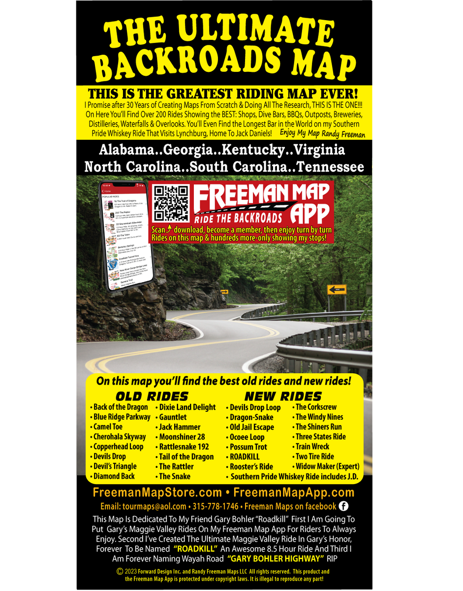 The Ultimate Backroads Map-NC, TN, GA, SC, AL with ALL THE GREAT NAME ...