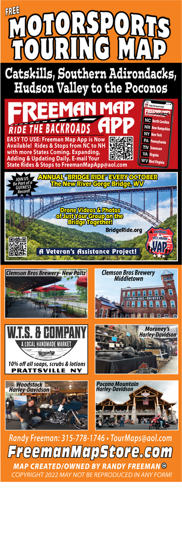 Motorcycle Touring Map Catskills, Southern Adirondacks, Hudson Valley ...